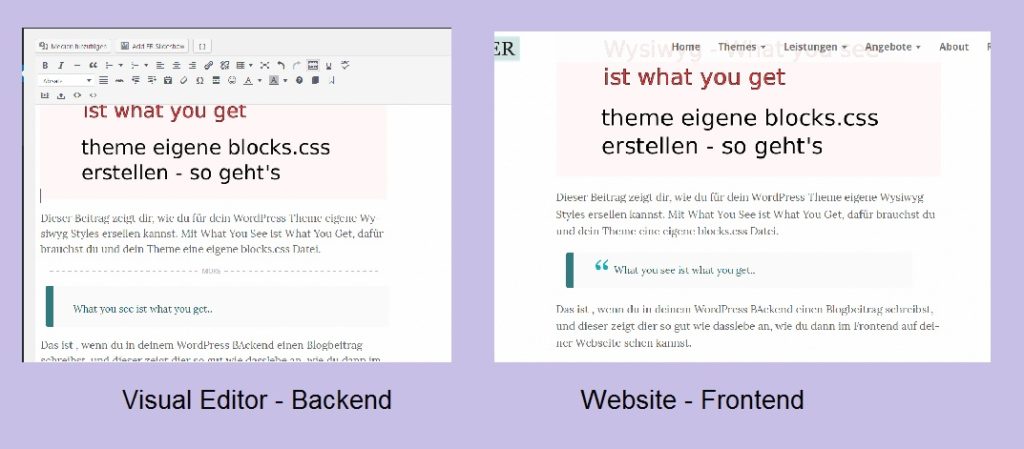 Gutenberg Editor: eigene Theme Styles – Wysiwyg – mit blocks.css – so ...